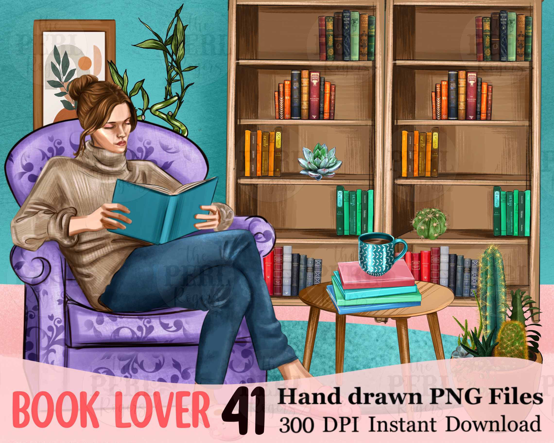Book Lover Clipart Set, Bookish Clipart, Book Lover Clipart Bundle ...