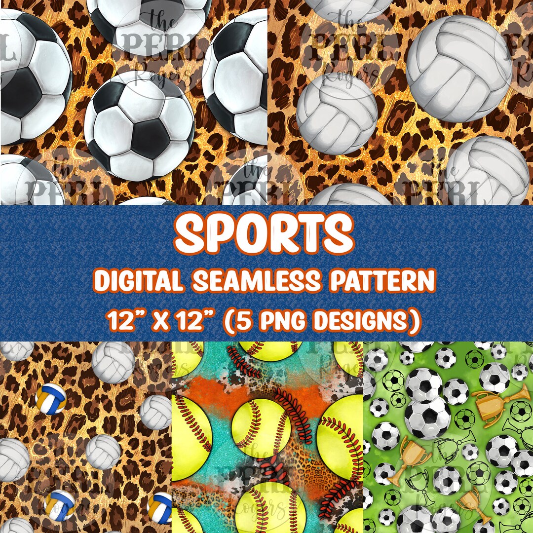 Sports Seamless Pattern Digital Paper Png Bundle,repeating Pattern ...