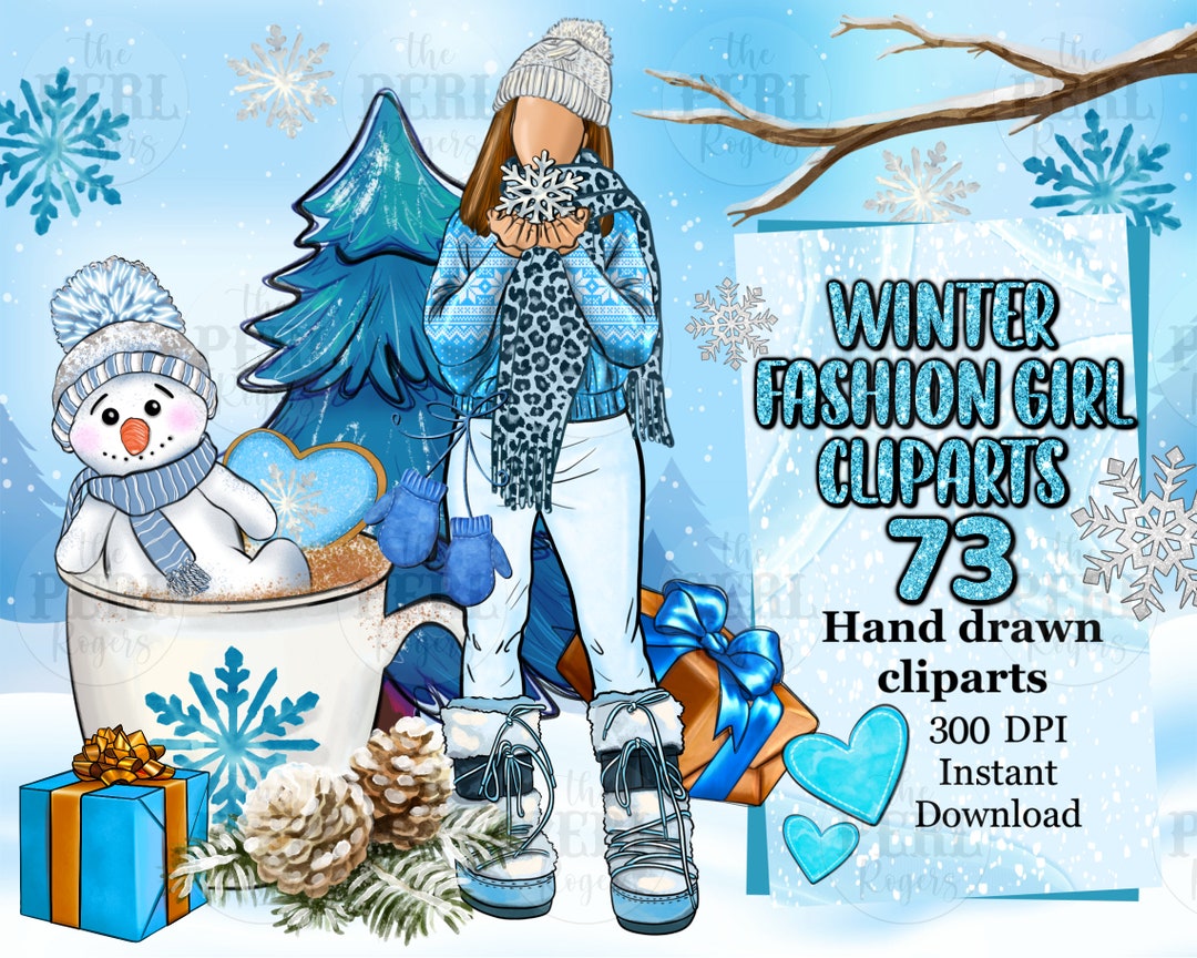 Build Your Own Winter Fashion Girls Clipart Set, Fashion Girls Clipart ...