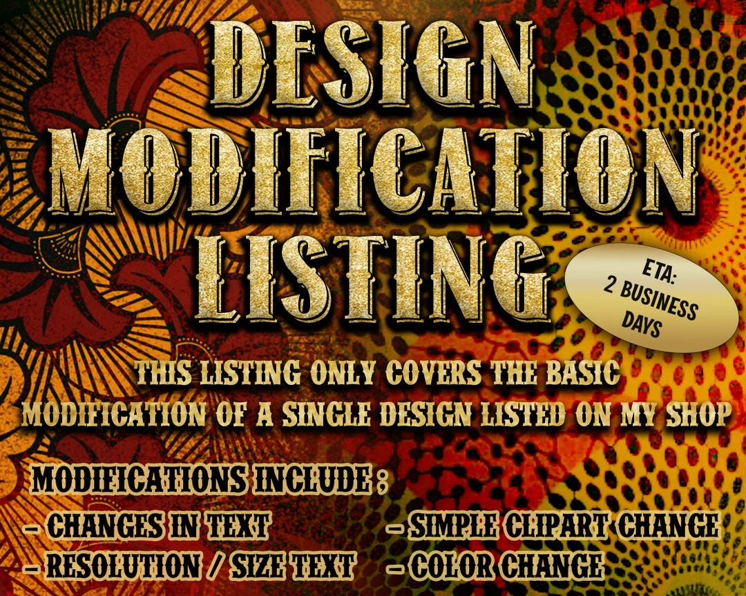 Design Modification editing Listing - Etsy