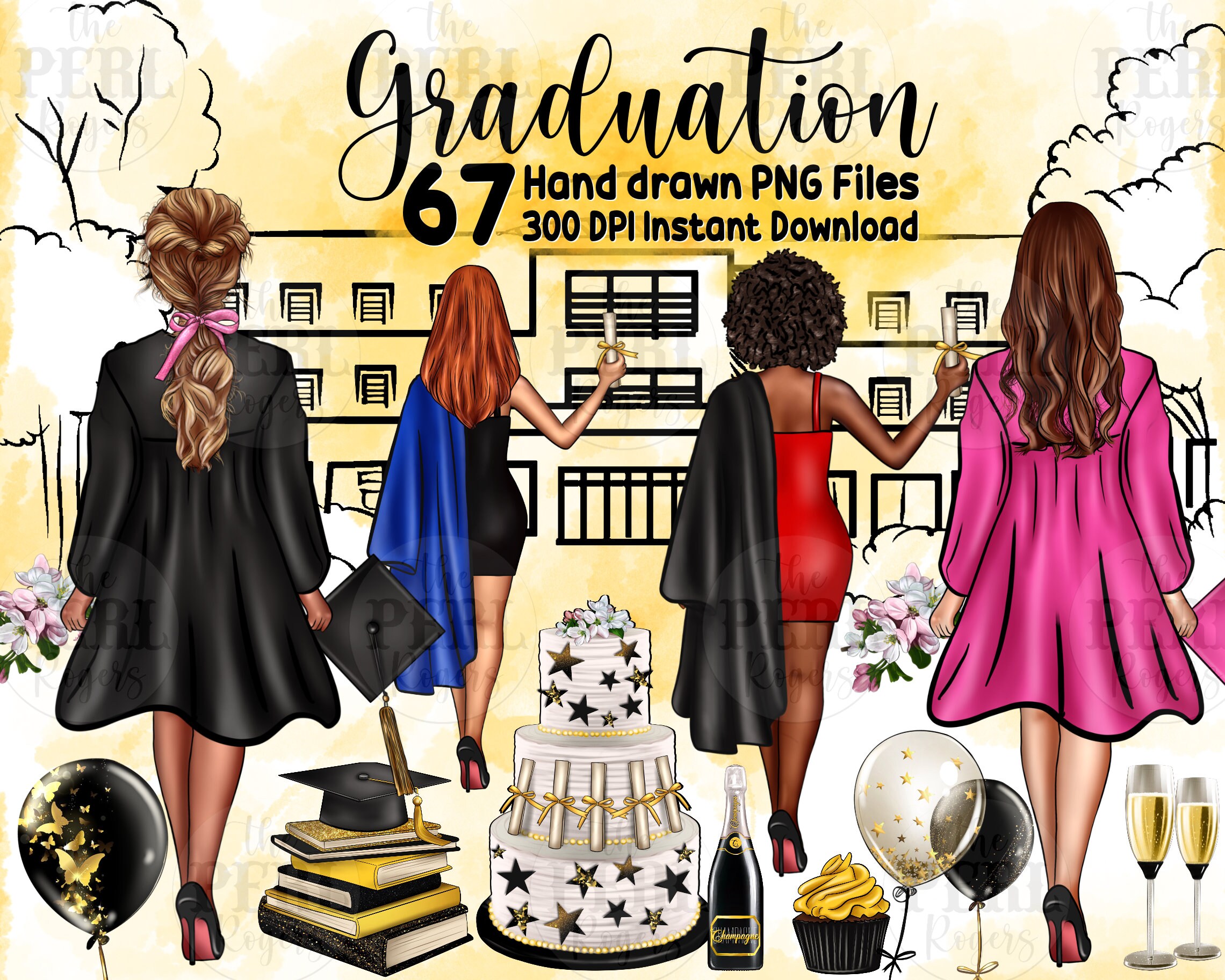 Graduation Clipart Set School Clipart School Clipart Bundle - Etsy