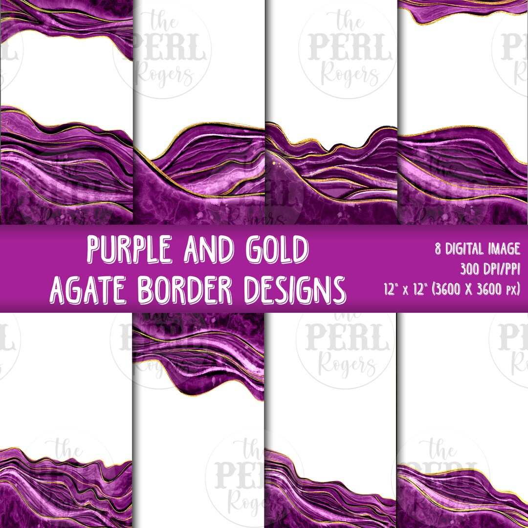 Purple and Gold Agate Border Designs Png, Agate Border Designs Png ...