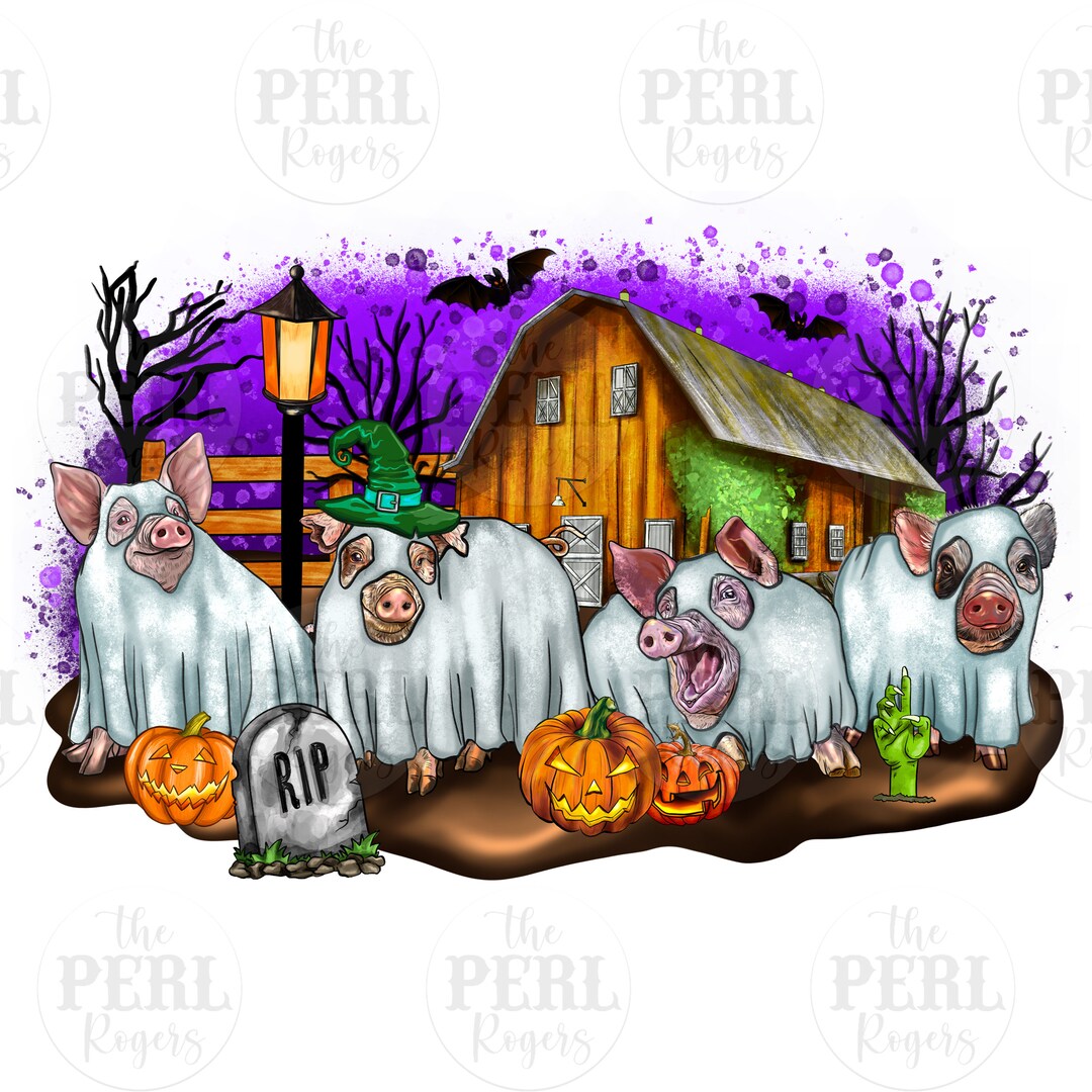 Halloween Pigs Png Sublimation Design Download, Happy Halloween Png ...