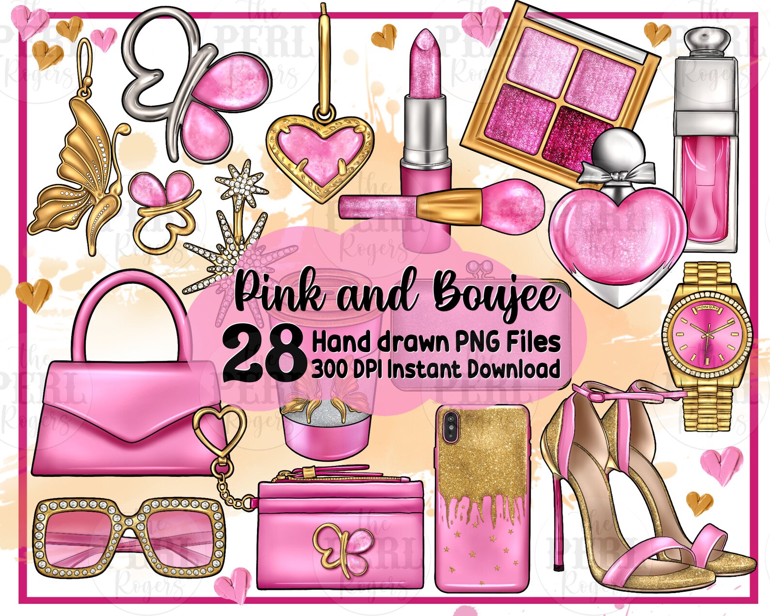 Pink and Boujee Clipart Set Fashion Set Clipartpink and - Etsy