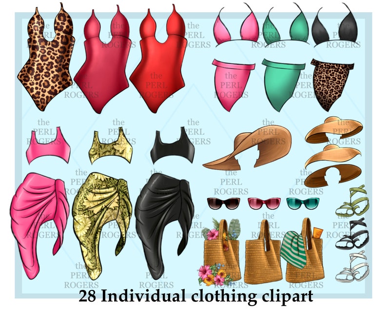 Build Your Own Beach Girls Clipart Set Summer Girls Clipart - Etsy