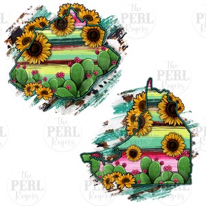 Serape Sunflowers Map Bundle V1 Png, Western Map Png, Map Bundle Png ...