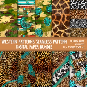 Western Seamless Pattern Digital Paper Png Bundle, Repeating Pattern ...