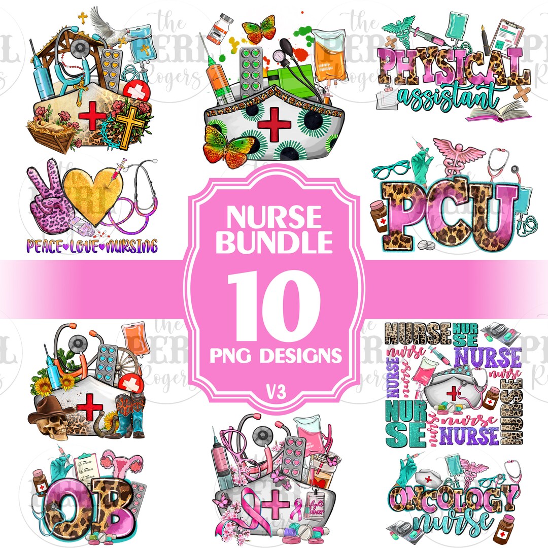 Nurse Bundle V3 Png Sublimation Design Download, Nurse Design Png ...