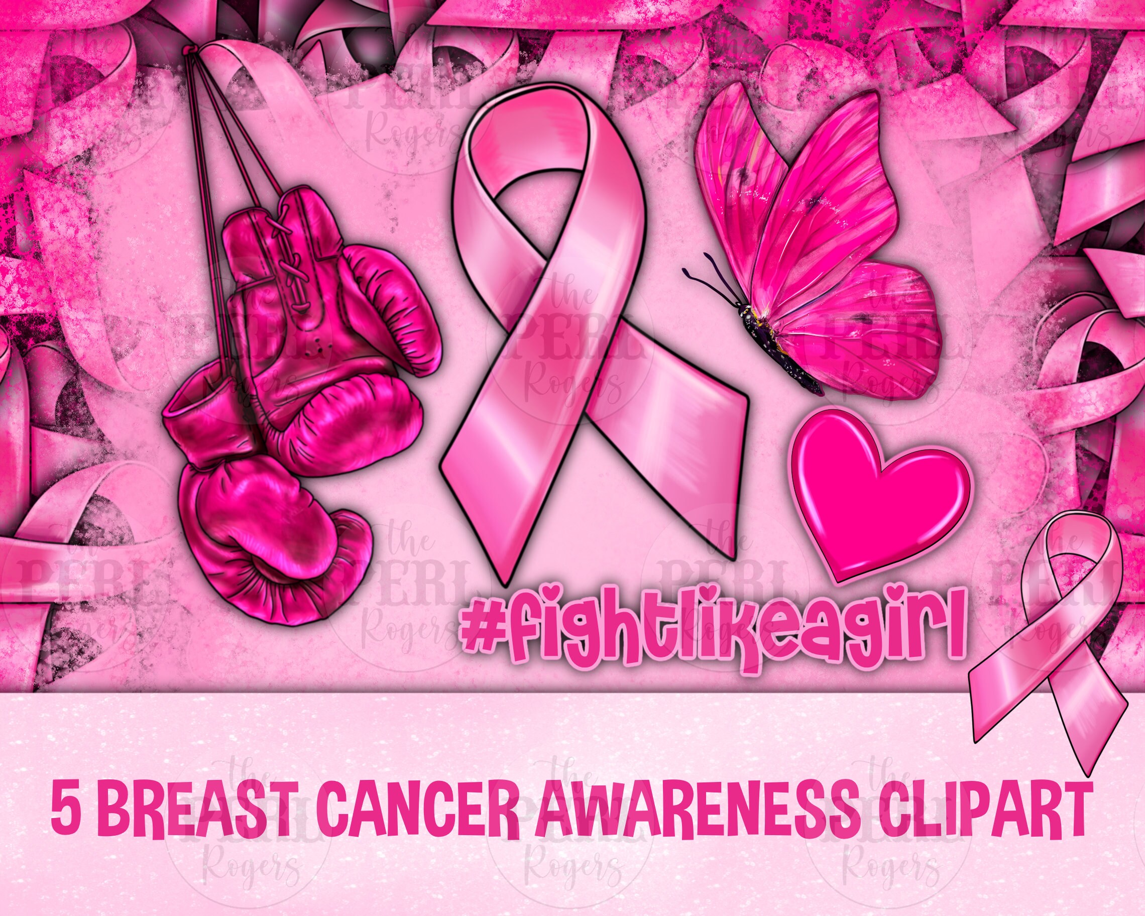 Breast Cancer Awareness Clipart Set Cancer Clipart Breast - Etsy