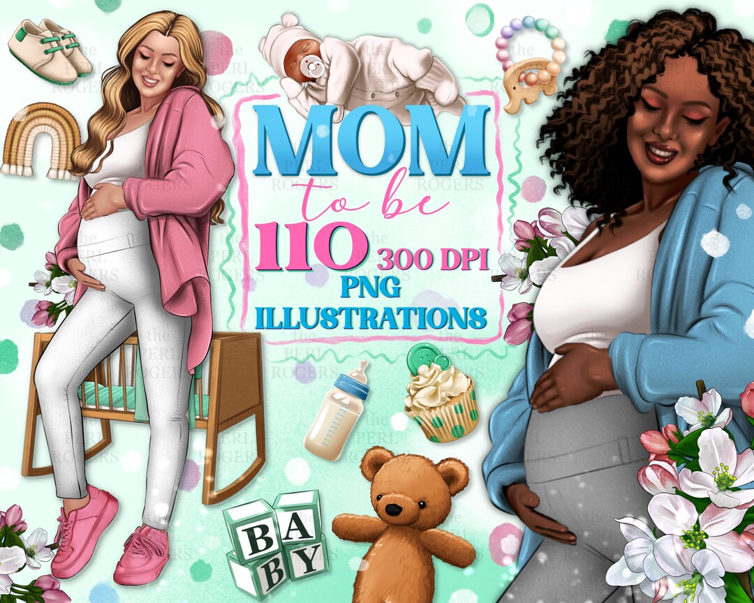Mom to Be Clipart Set, Mom Clipart, Pregnant Mom Clipart Bundle ...