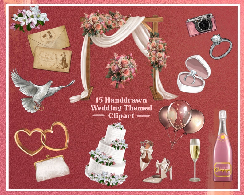 Wedding Day Clipart Set Bride Png Groom Clipart Scrapbook - Etsy