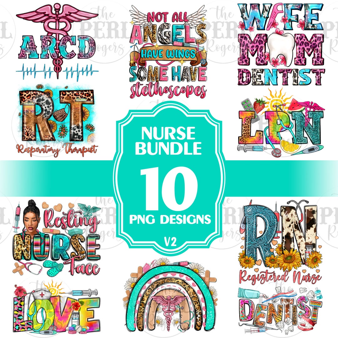 Nurse Bundle V2 Png Sublimation Design Download, Nurse Design Png ...