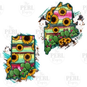 Serape Sunflowers Map Bundle V1 Png, Western Map Png, Map Bundle Png ...