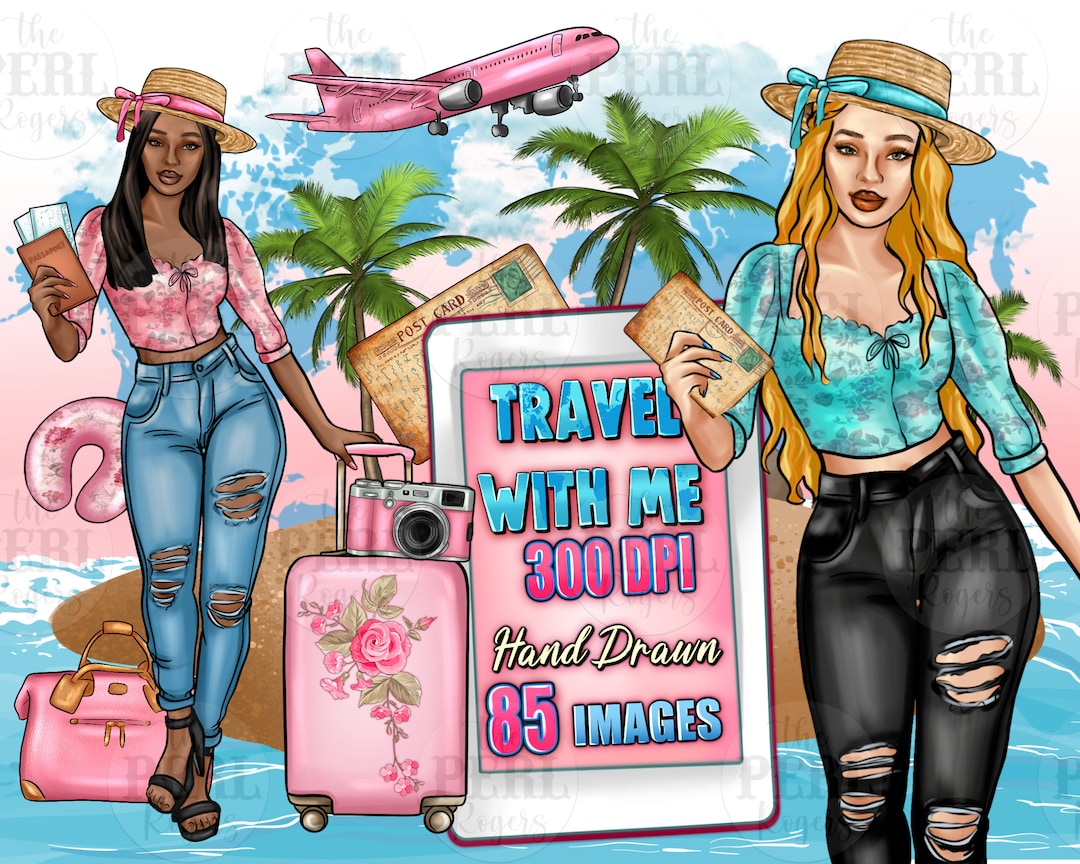 Build Your Own Travel Girls Clipart Set, Summer Girls Clipart, Travel ...