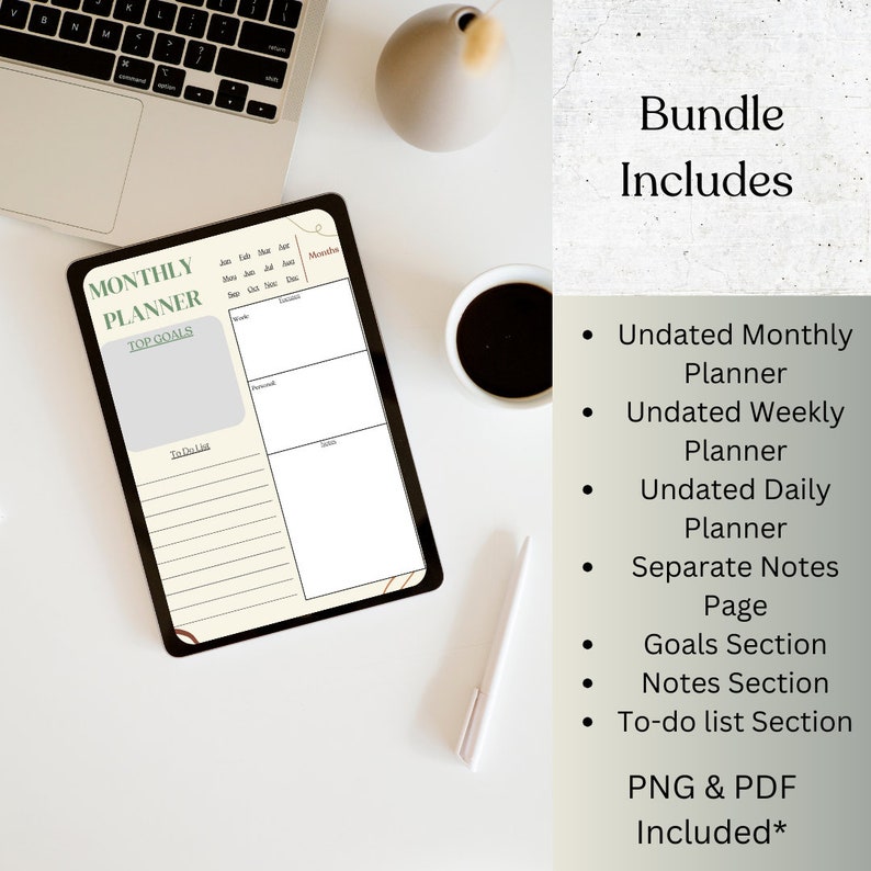 Digital Planner Bundle! Daily/ Weekly/ Monthly Planner. Undated Planner ...