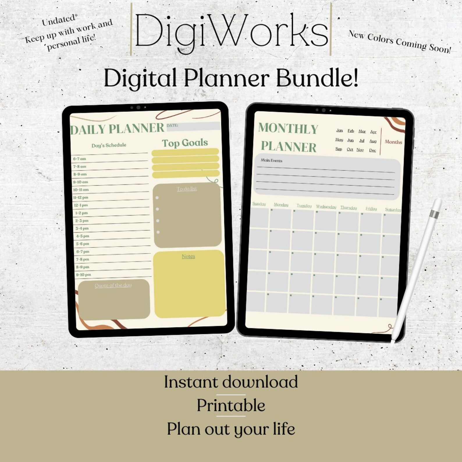 Digital Planner Bundle! Daily/ Weekly/ Monthly Planner. Undated Planner ...