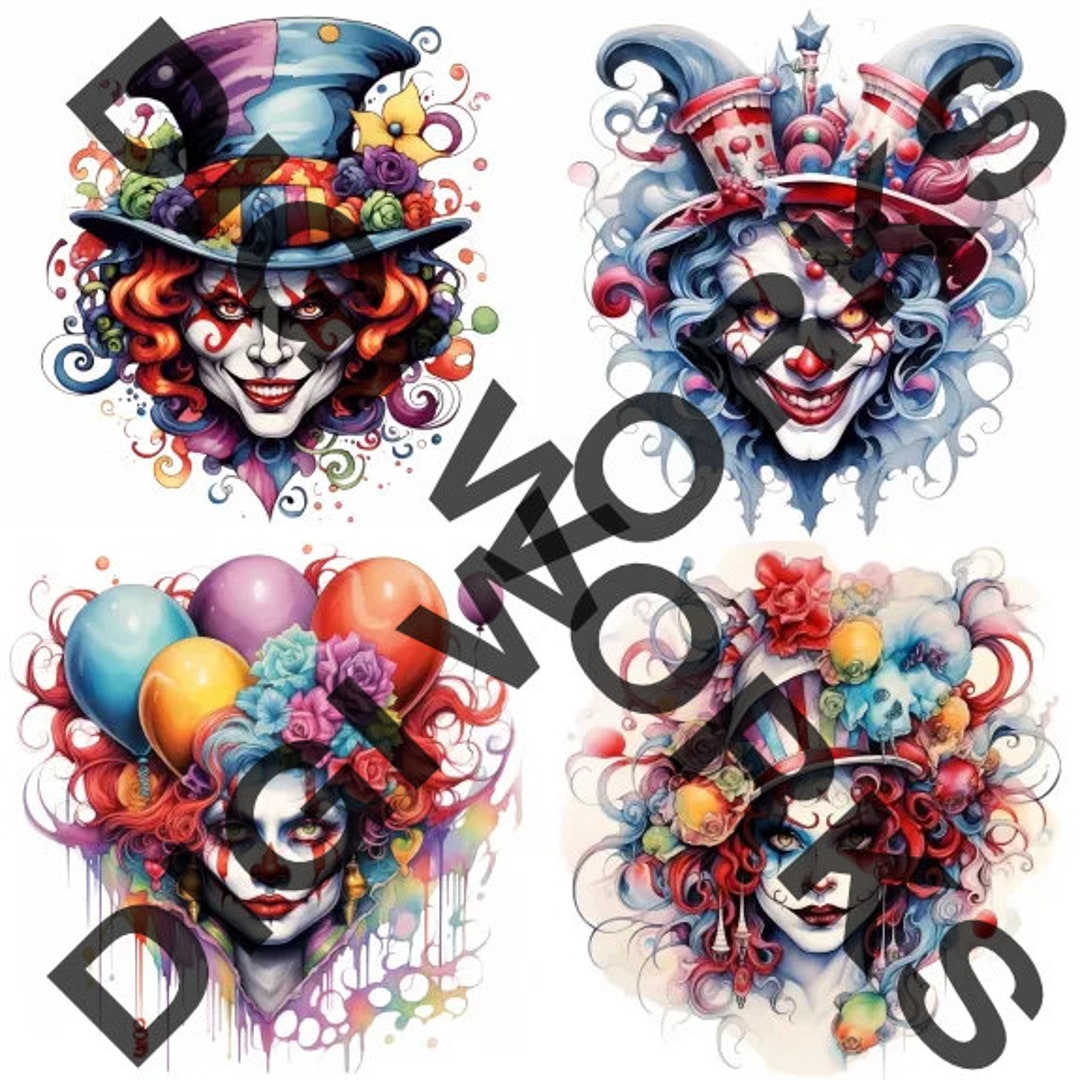Clown Tattoo Design L Procreate Ready L PSD and PNG Ready L Clown ...