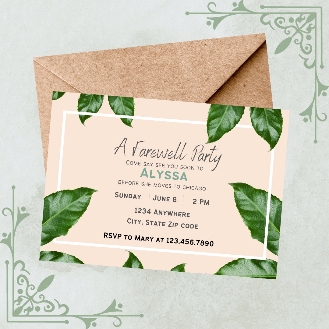 Made to Order Farewell Party Invitation With Greenery Border Going Away ...