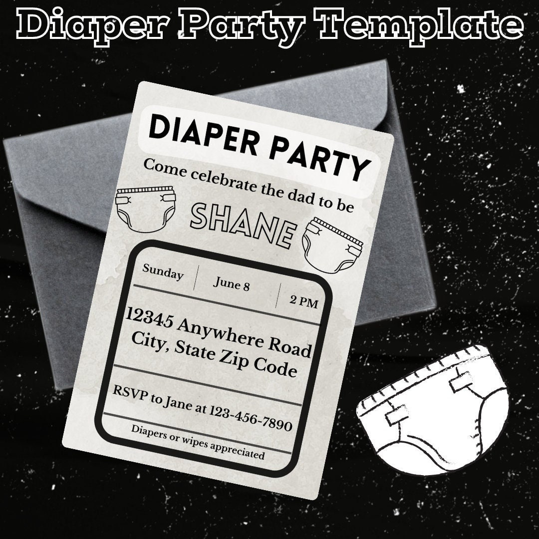 Personalized Diaper Party Invitation Celebrate Dad to Be Invite 5x7 ...