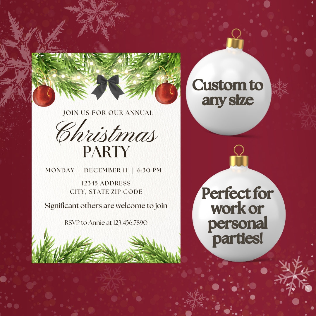 Personalized Christmas Party Invitation Holiday Party Invite Company ...