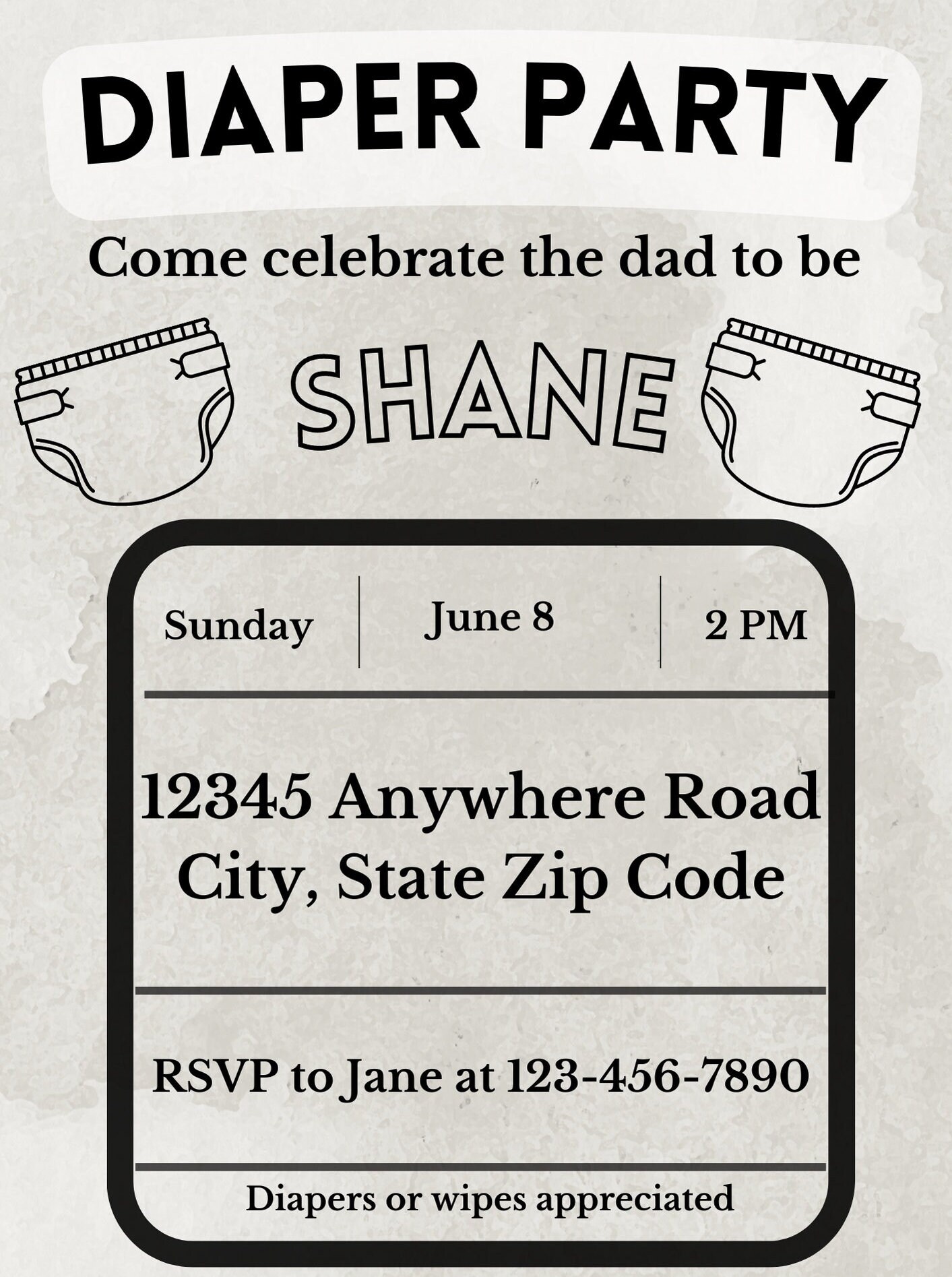Personalized Diaper Party Invitation Celebrate Dad to Be Invite 5x7 ...