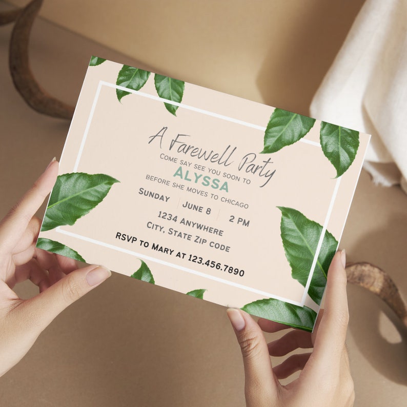 Made to Order Farewell Party Invitation With Greenery Border Going Away ...