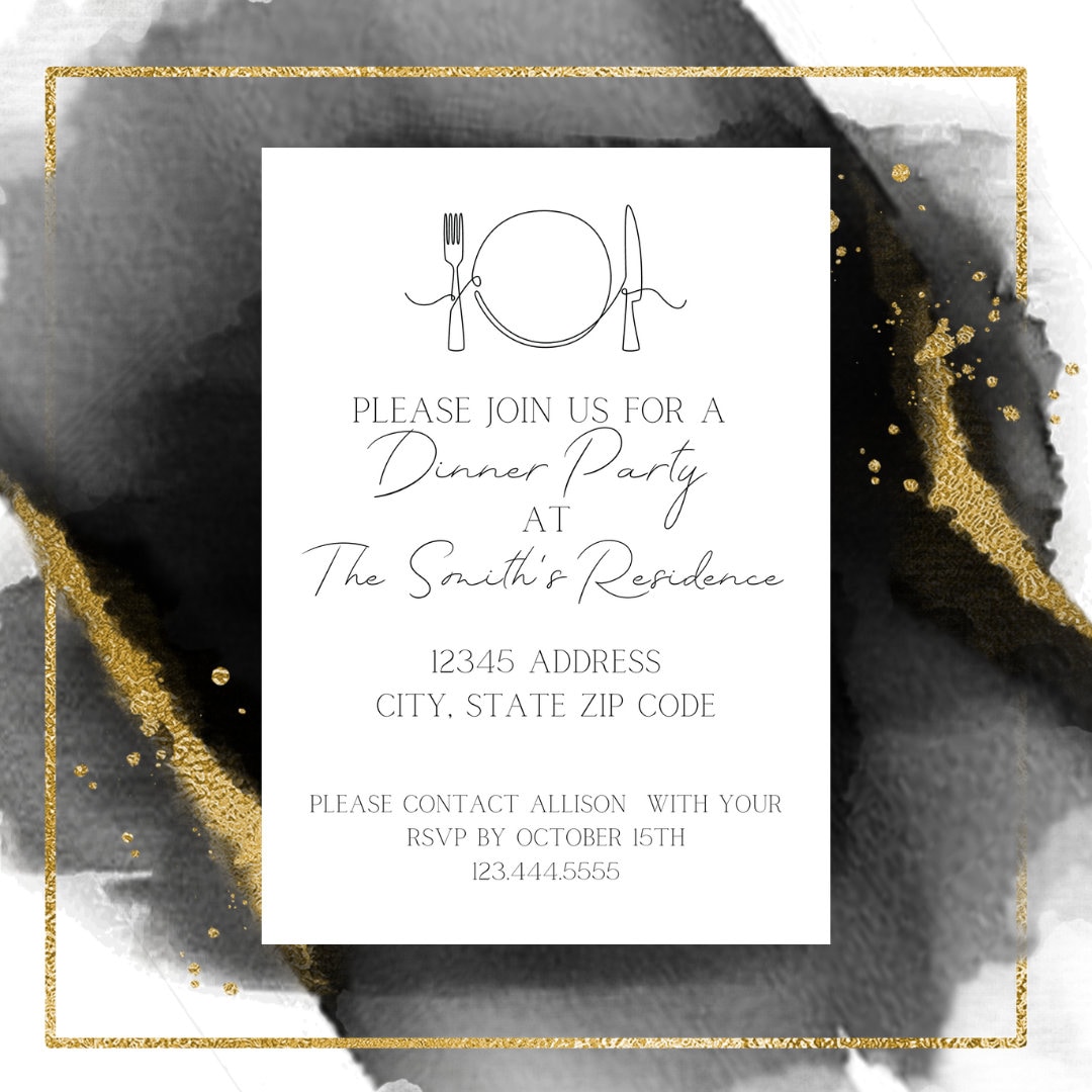 Personalized Dinner Party Invitation Elegant Dinner Party - Etsy