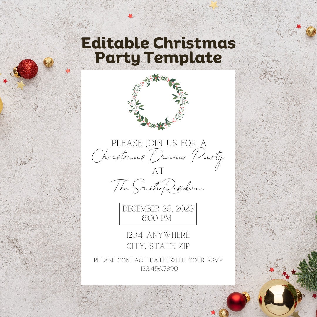 Personalized Christmas Party Invitation Simple Holiday Party - Etsy