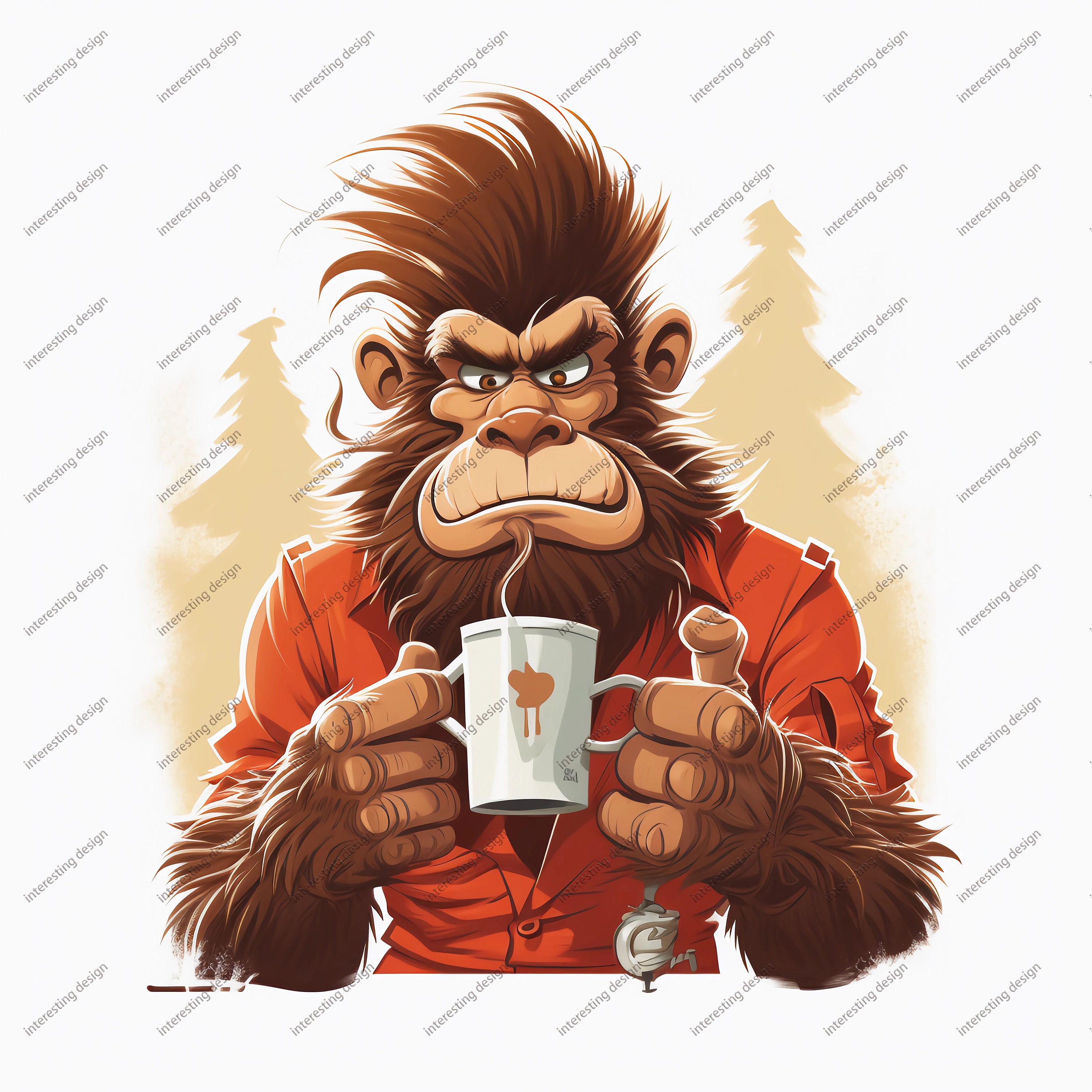 Monkey Drinking Coffee, Download Now, Monkey Clipart, Png Cut Files for ...