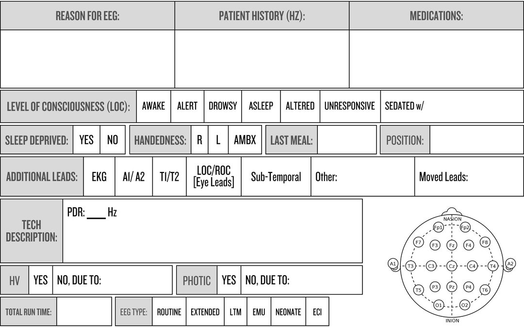 EEG Questionnaire Cheat Sheet | Printable - Etsy