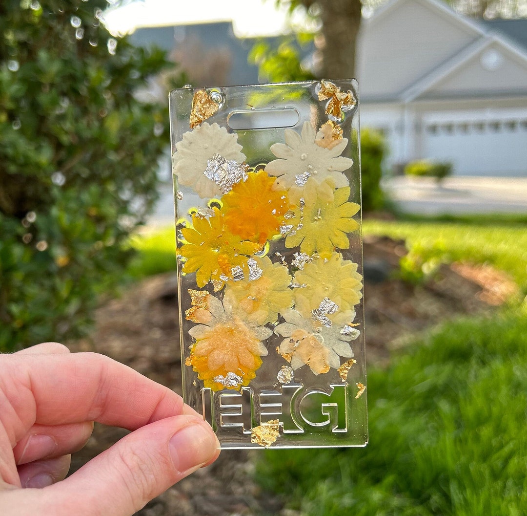 EEG Badge Buddy | Yellow Flowers W/ Silver & Gold Foil - Etsy