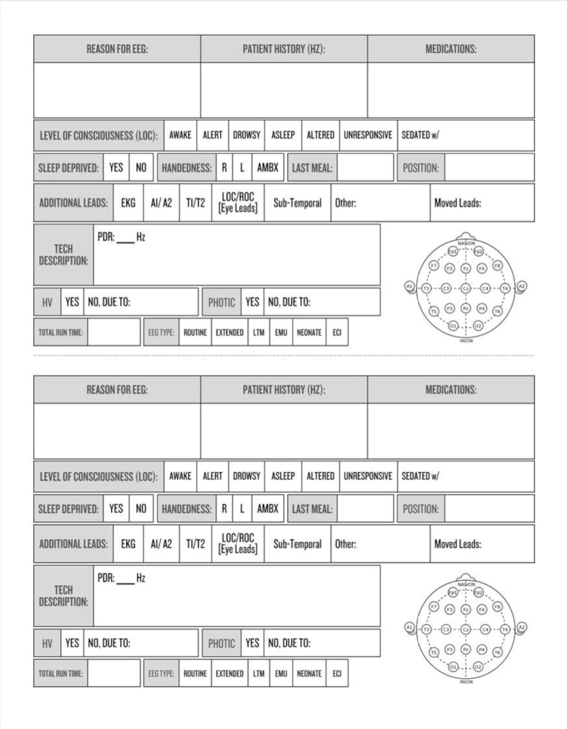 EEG Questionnaire Cheat Sheet Printable - Etsy Canada