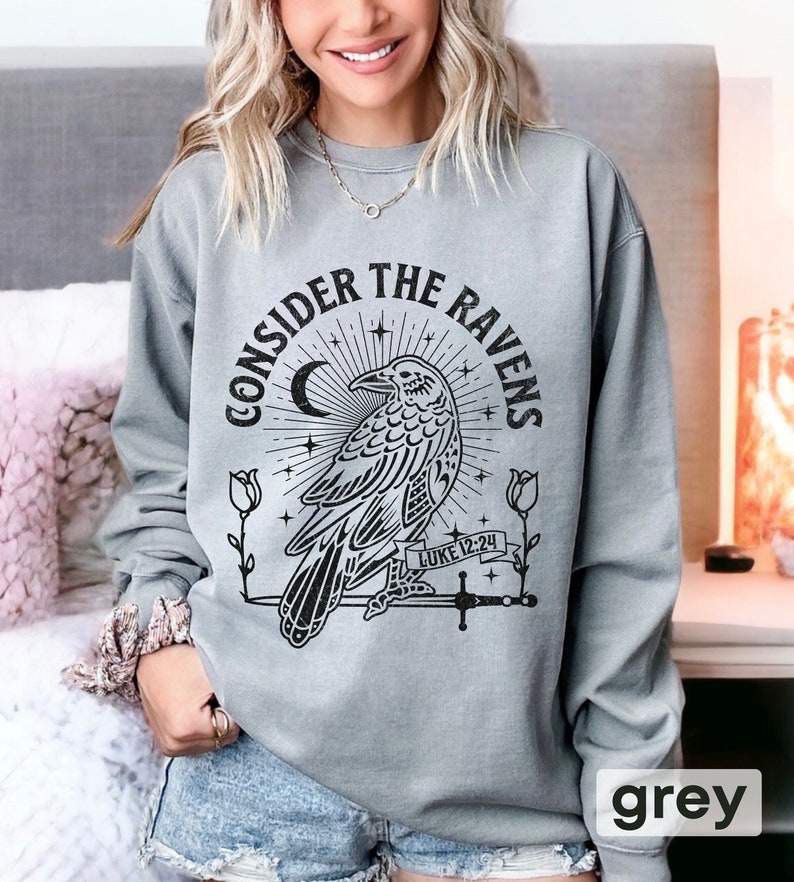 Boho Christian Bible Verse Sweatshirt Consider the Ravens - Etsy