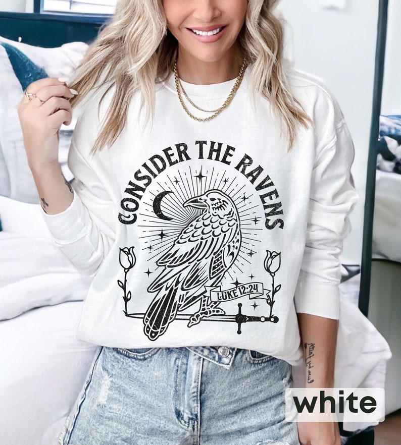 Boho Christian Bible Verse Sweatshirt Consider the Ravens - Etsy