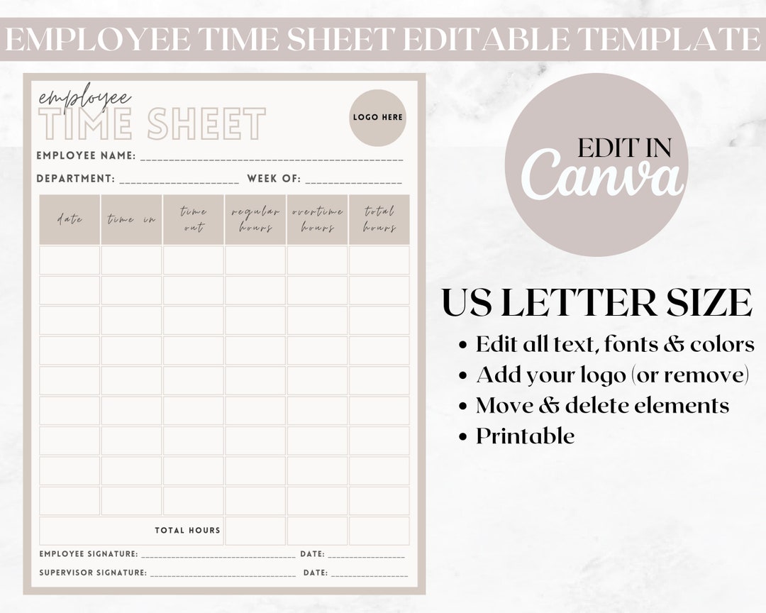 Employee Time Sheet Editable Employee Time Sheet Employee Time Sheet ...