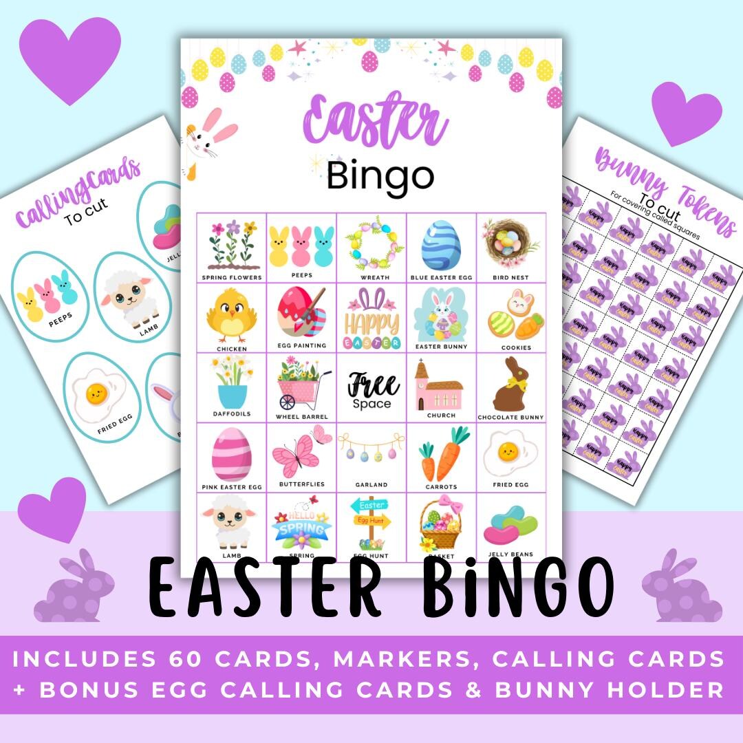 Easter BINGO, Printable Easter Game, Classroom, Family, Partner, Party ...