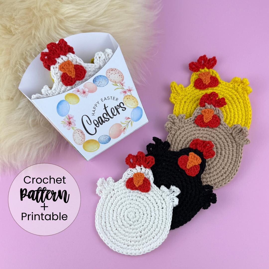 Easter Coaster Crochet Pattern + Printable for Handmade Easter Coasters ...