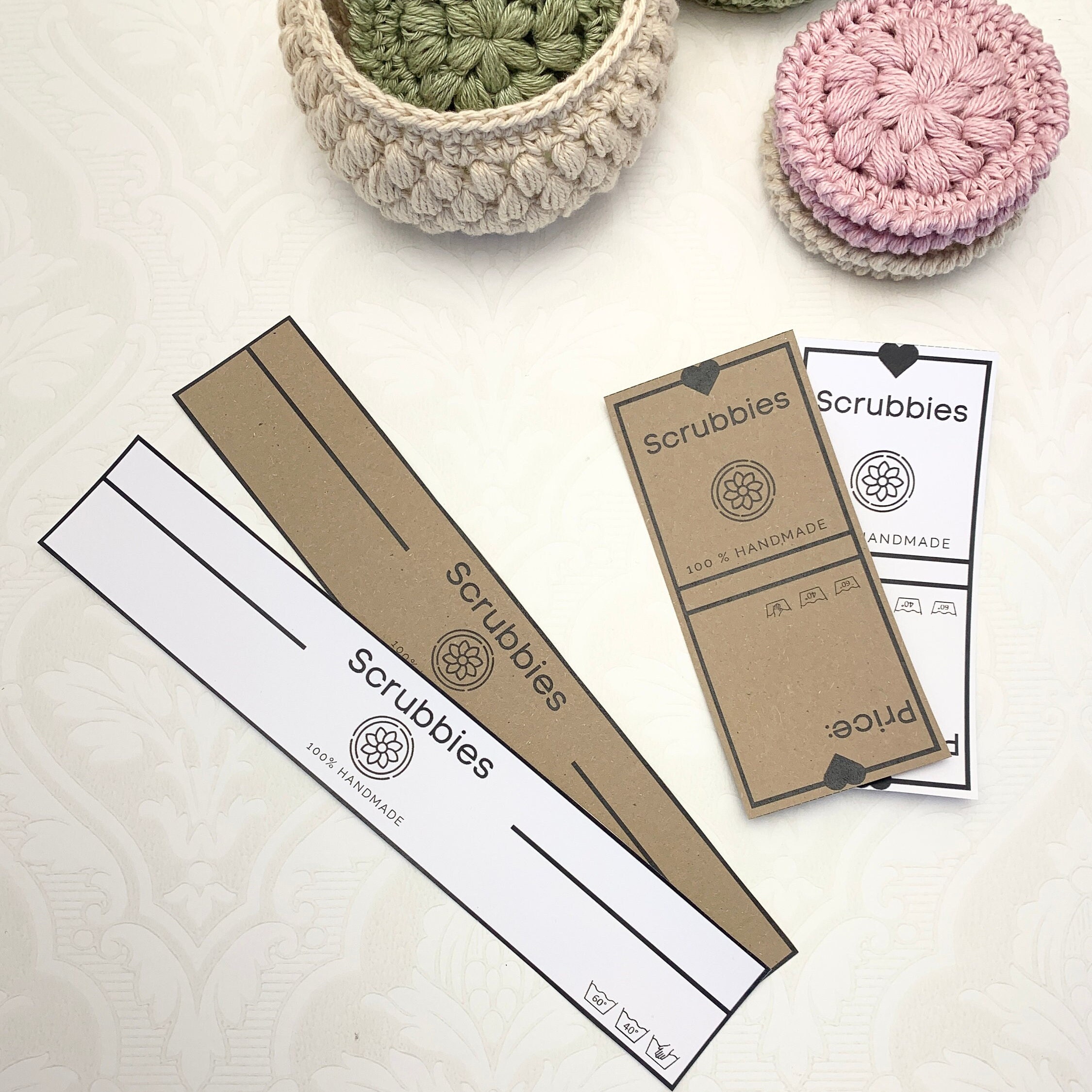 Crochet Pattern Printable Tags for Scrubbies With Basket & Small Tags ...