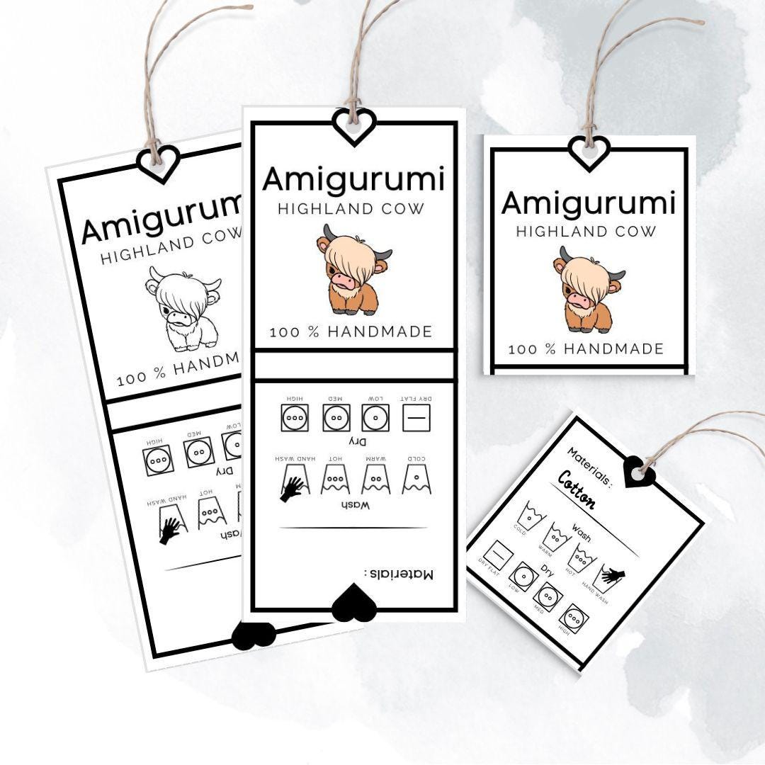 Printable Amigurumi Highland Cow Gift Tags + Bonus Small Tags - Etsy Canada