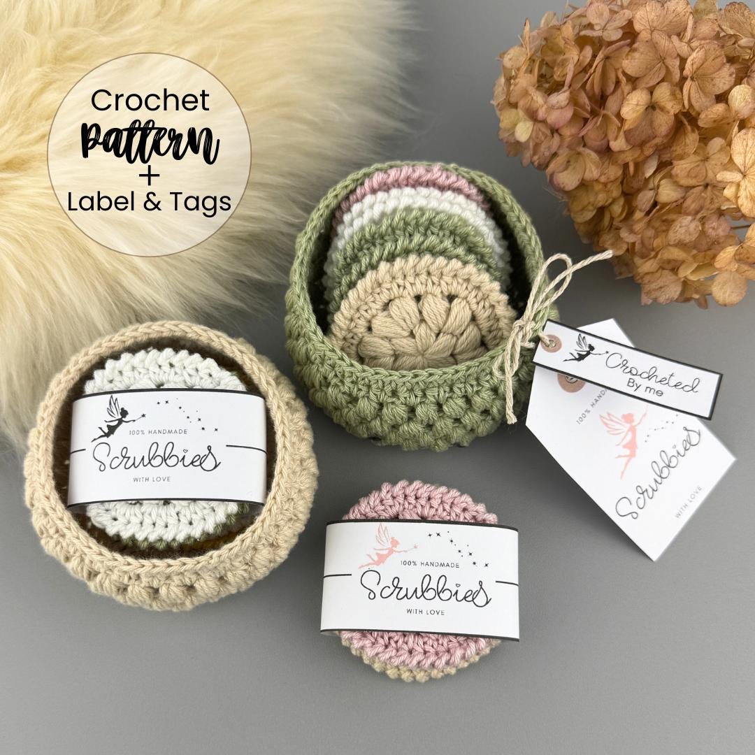Crochet Pattern + Printable ”fairy” Scrubbie Wrap Labels and Tags ...
