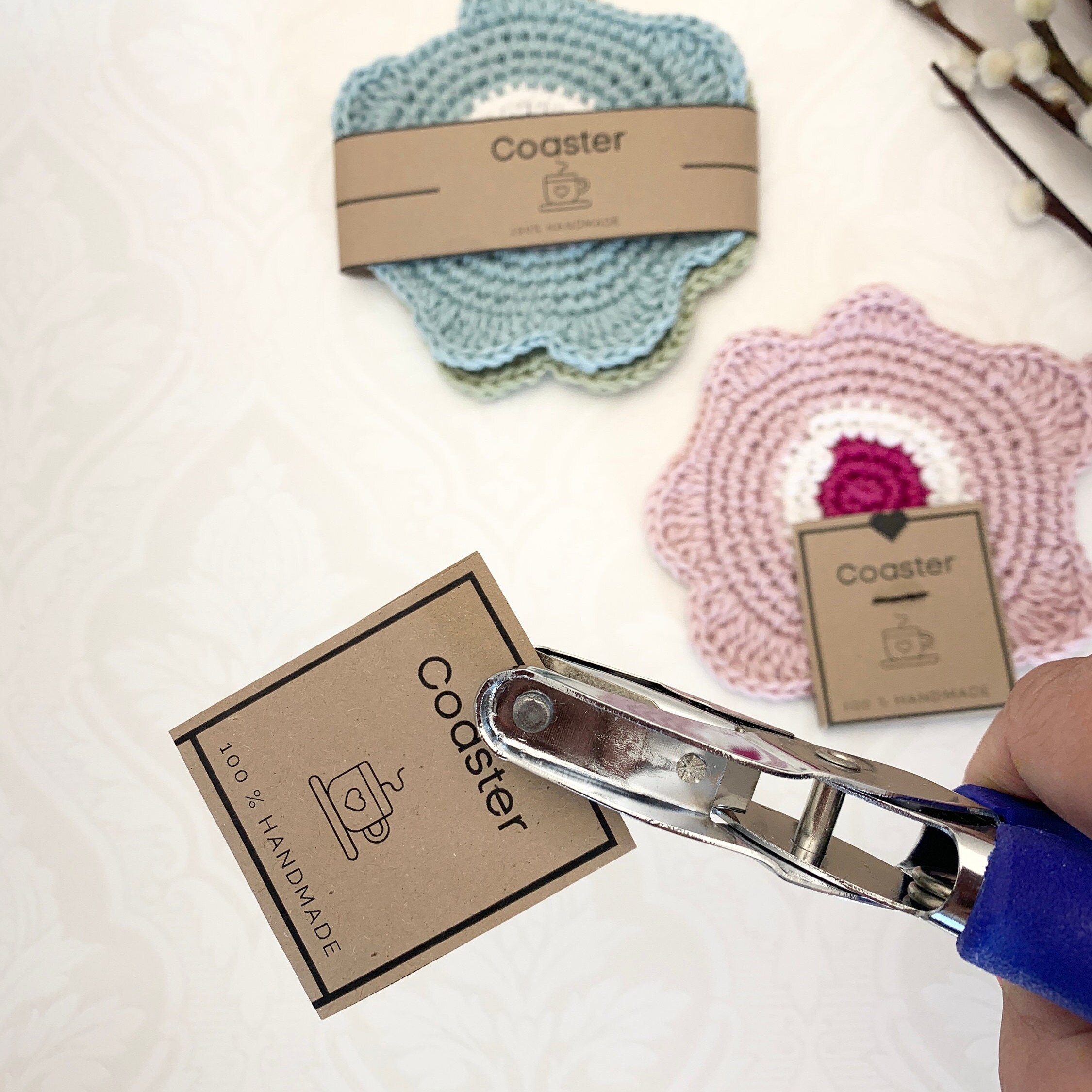 Printable Tags for Coasters & Small Tags "crocheted by Me" - Etsy