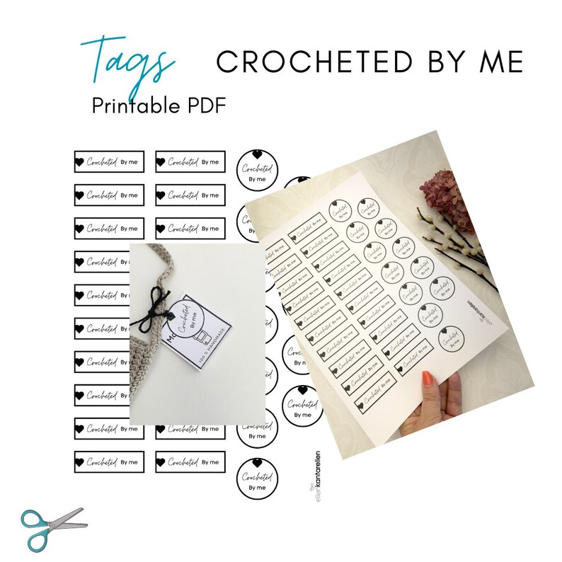 Printable Tags for Mobile Bag & Small Tags "crocheted by Me" - Etsy