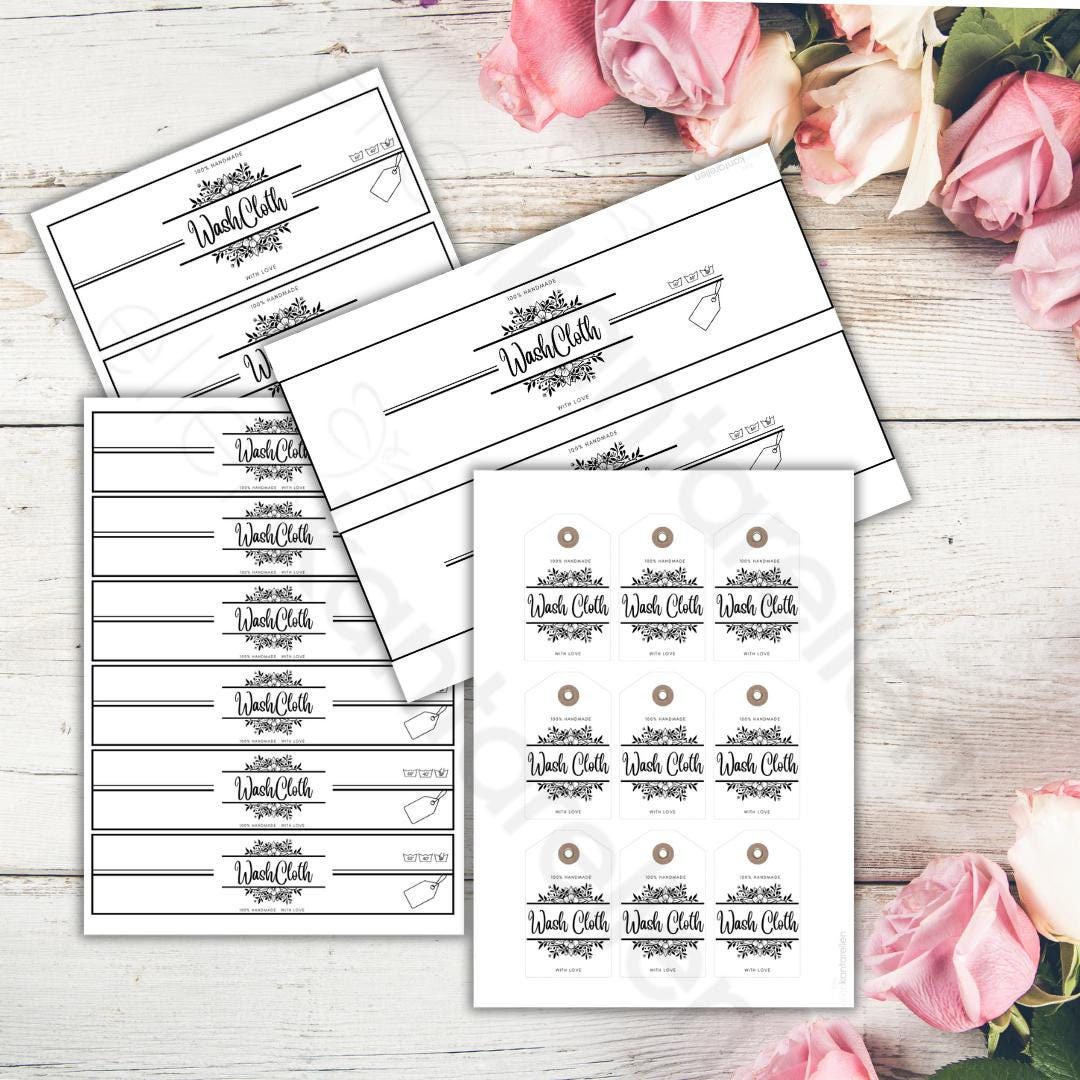 Printable Washcloth/dishcloth Wrap Labels and Tags - Etsy