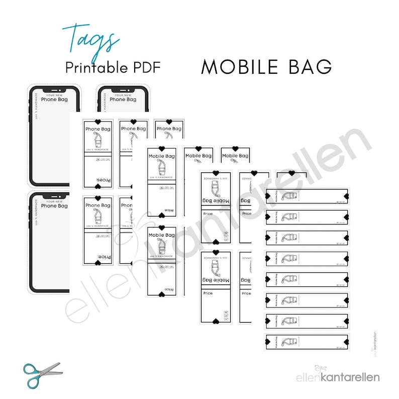 Printable Tags for Mobile Bag & Small Tags "crocheted by Me" - Etsy