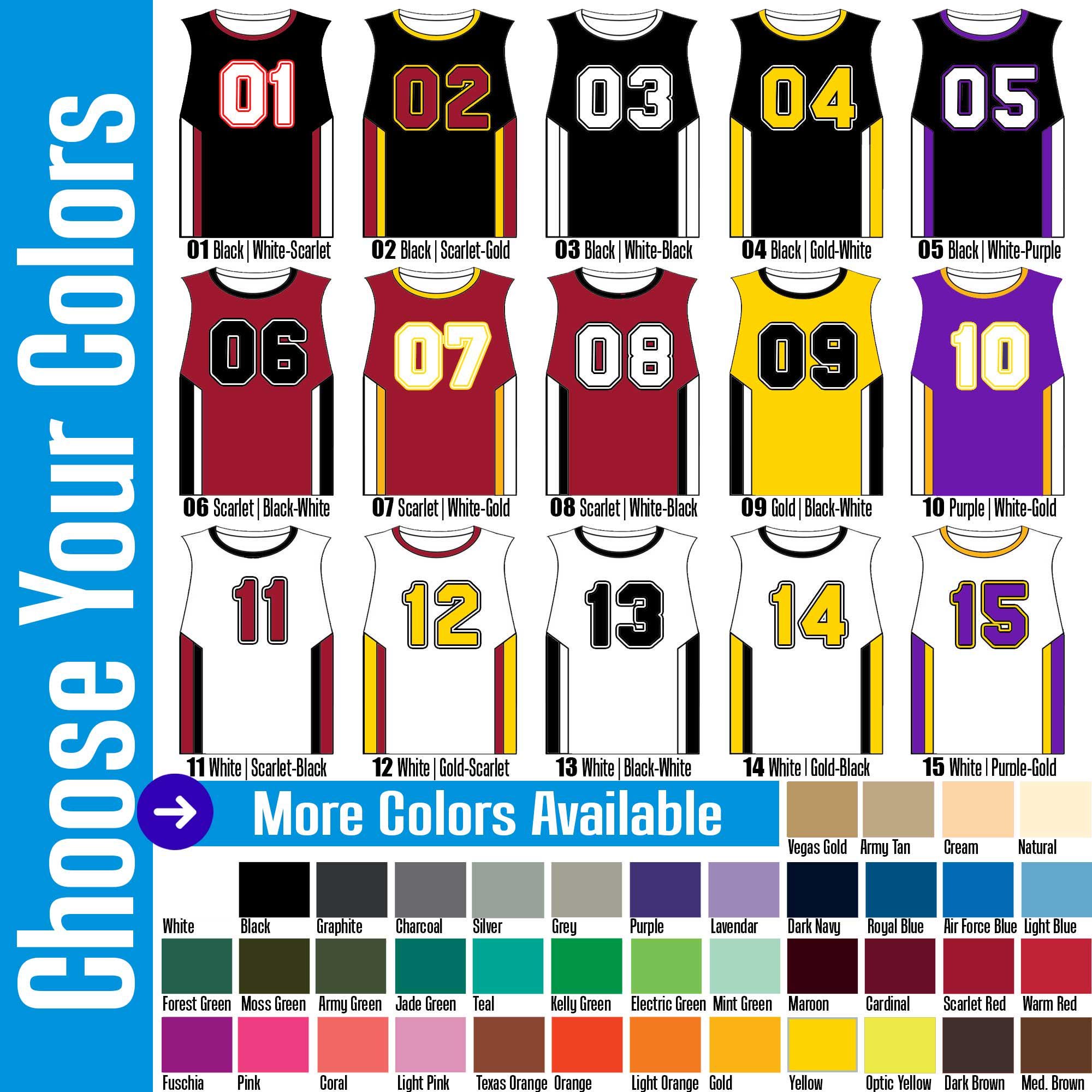 Scarlet Red, Black and White Custom Basketball Jersey, 3 Color Angle ...