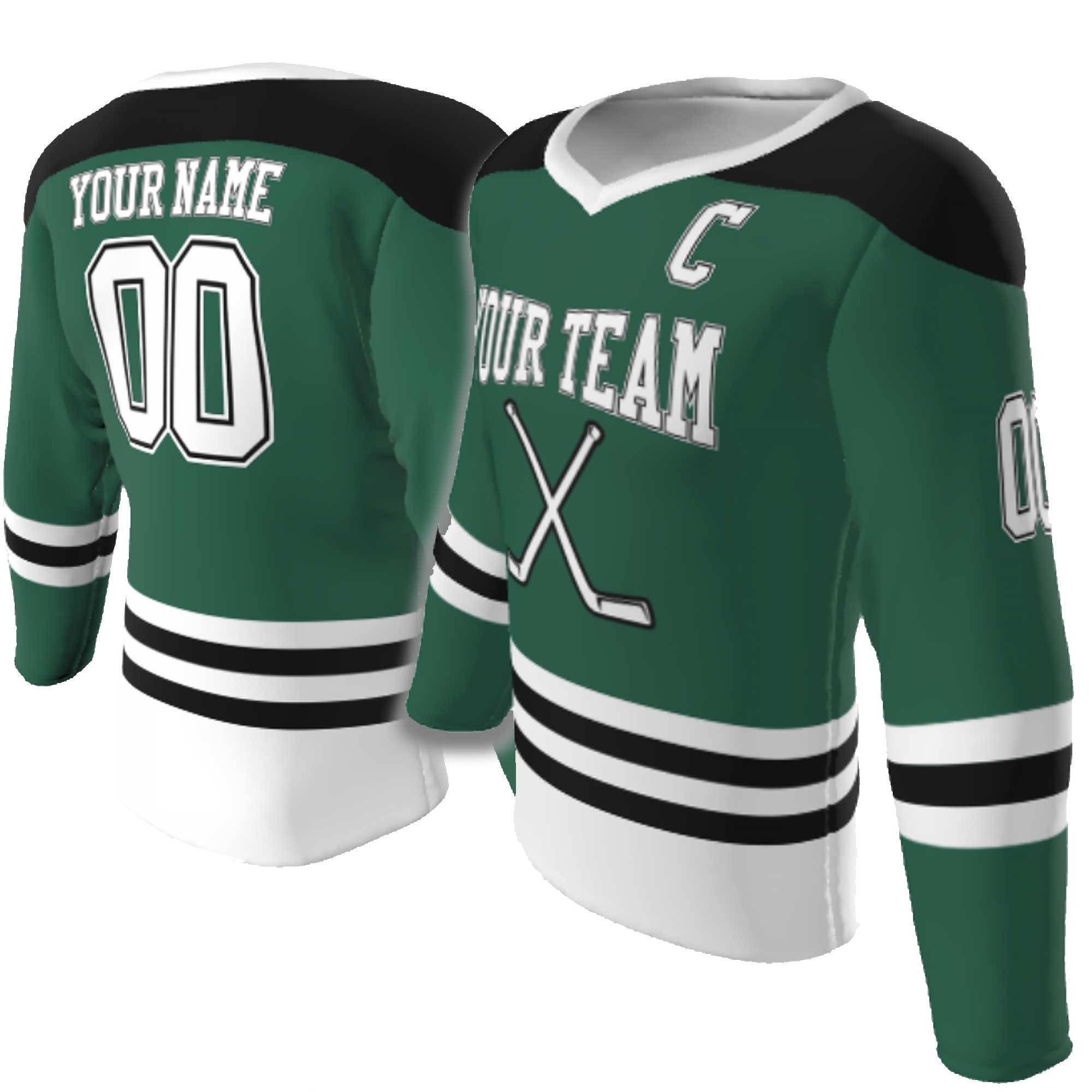 Custom V-neck Hockey Jerseys Alternating Waist and Sleeve Stripes Team ...