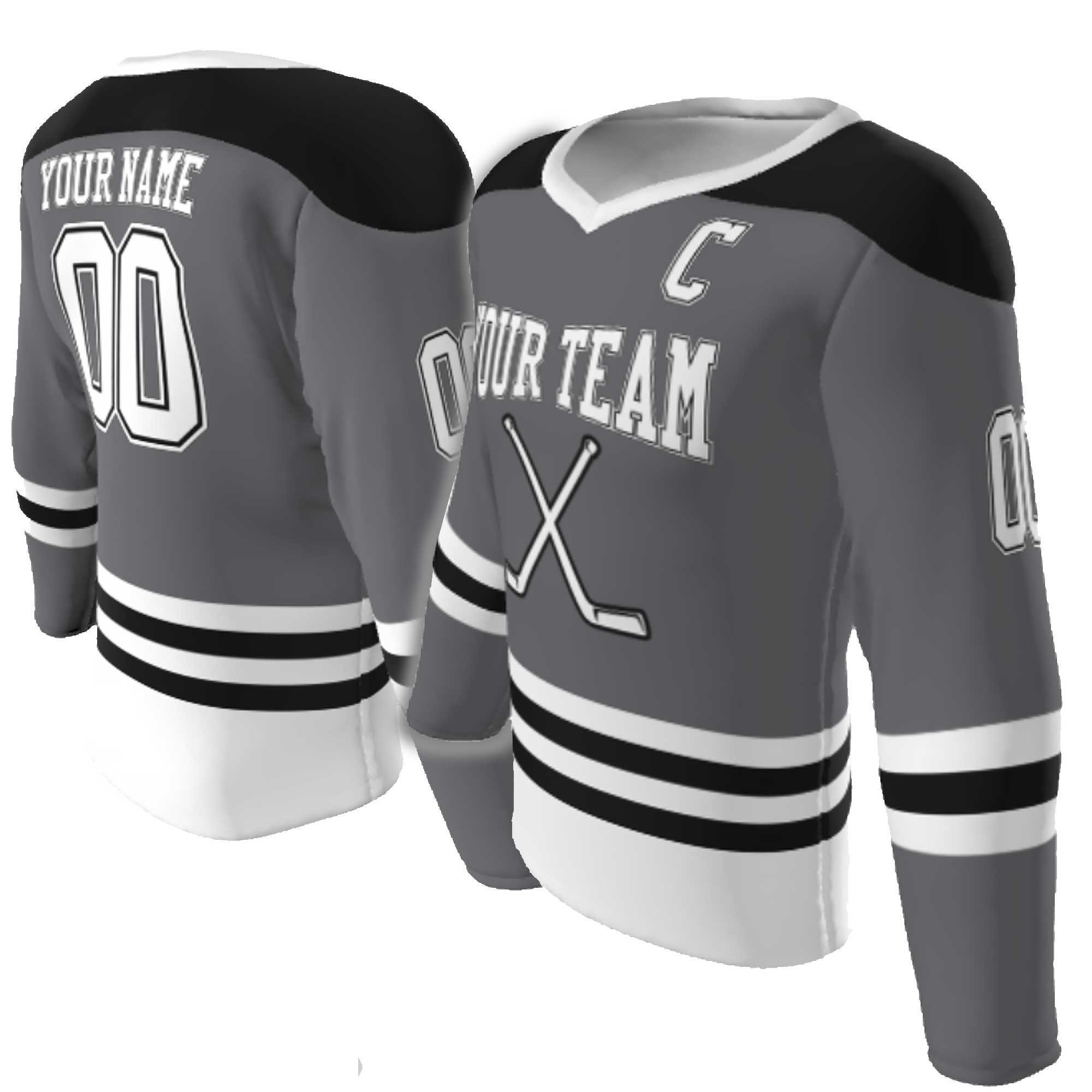 Custom V-neck Hockey Jerseys Alternating Waist and Sleeve Stripes Team ...