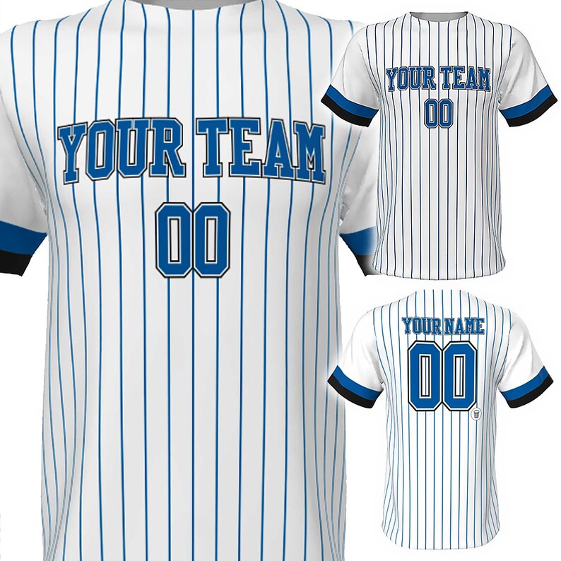Custom Pinstriped Baseball Jersey Champ Design | Straight Name Across ...