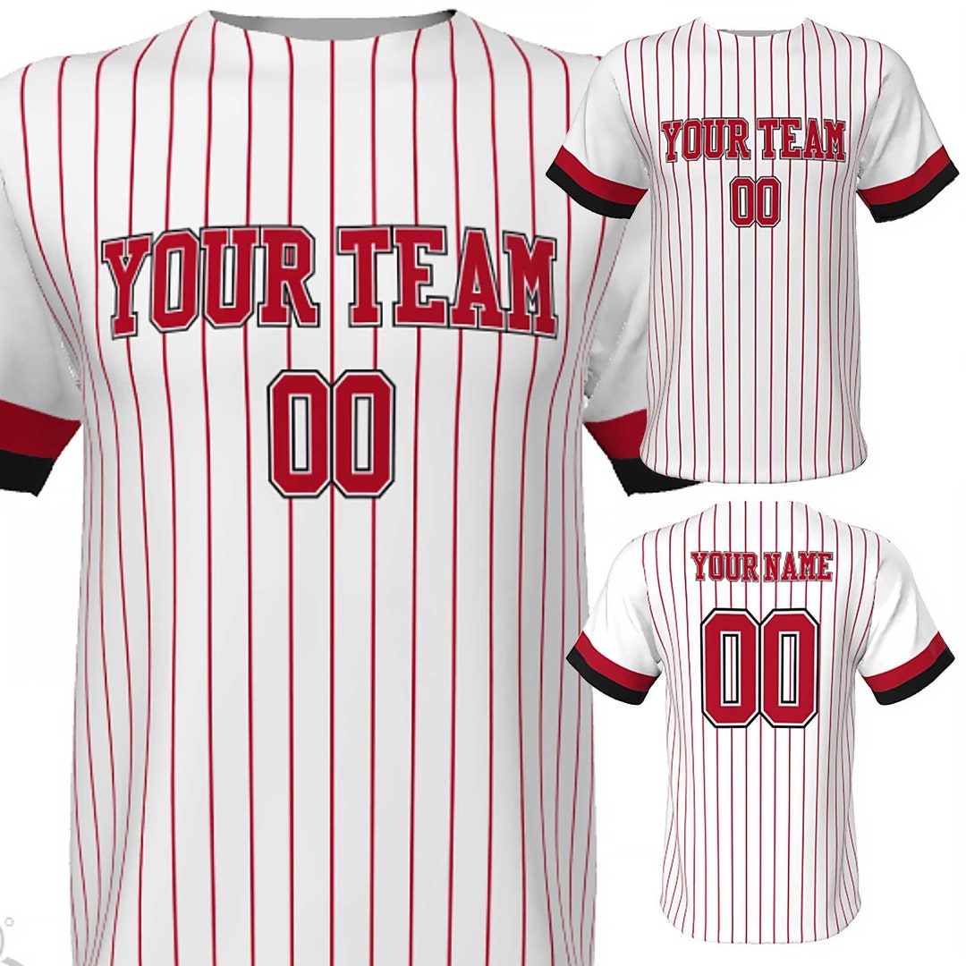 Custom Pinstriped Baseball Jersey Champ Design | Straight Name Across ...