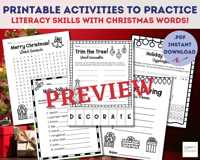 Christmas Activities for Kids Christmas Literacy Worksheets for Phonics ...